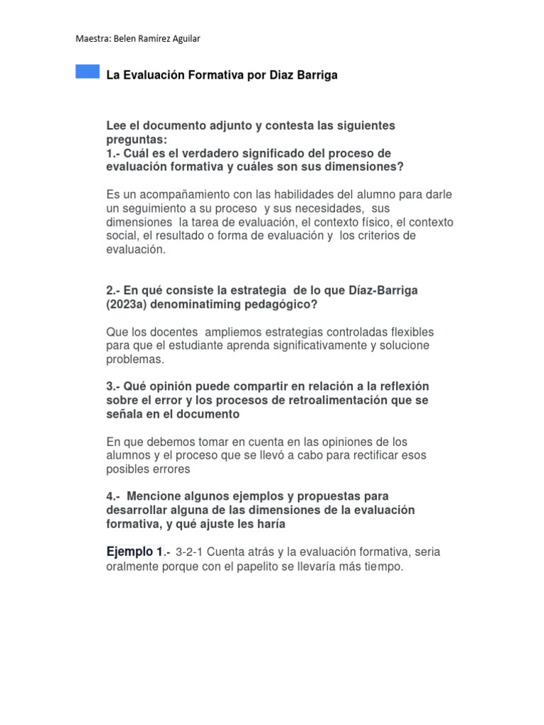 Evaluación Formativa según Díaz Barriga | PDF
