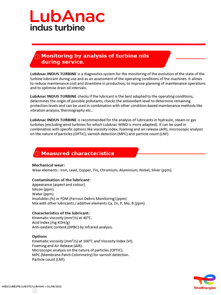 TDS-LubAnac-INDUS TURBINE-2022 | PDF | Motor Oil | Lubricant