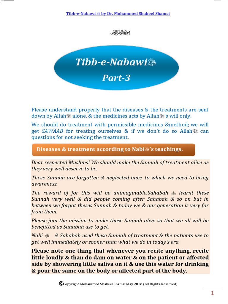 GOOD Medical Guidance & Teachings of Prophet ... - Tib-E-Nabi Part 3 | PDF | Common Cold ...