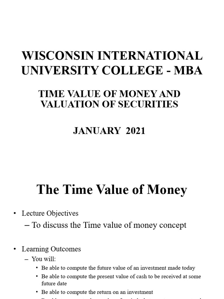 Time Value of Money & Security Valuation | PDF | Present Value | Interest