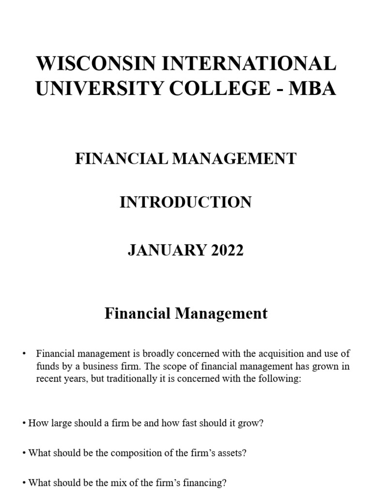 MBA Financial Management Overview | PDF | Financial Markets | Partnership