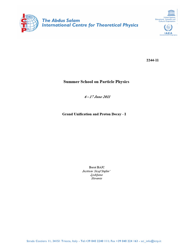 Grand Unification and Proton Decay | PDF | Gauge Theory | Theoretical ...