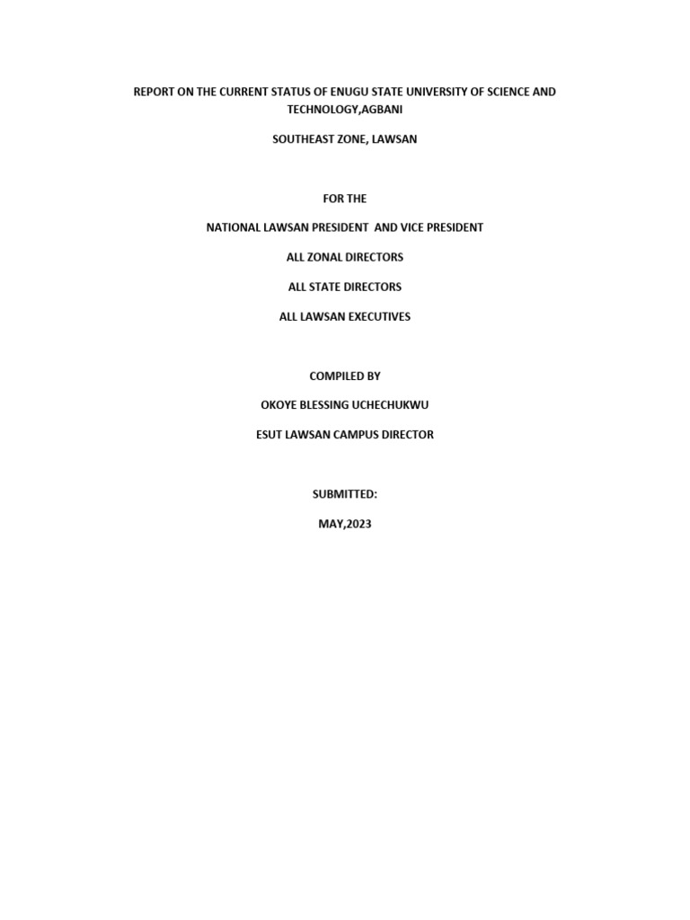 ESUT LAWSAN Progress Report | PDF | Justice | Crime & Violence