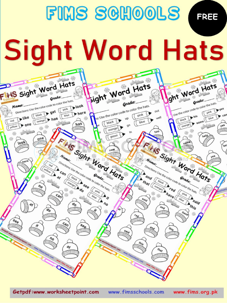 FIMS Sight Word Hats Workbook | PDF