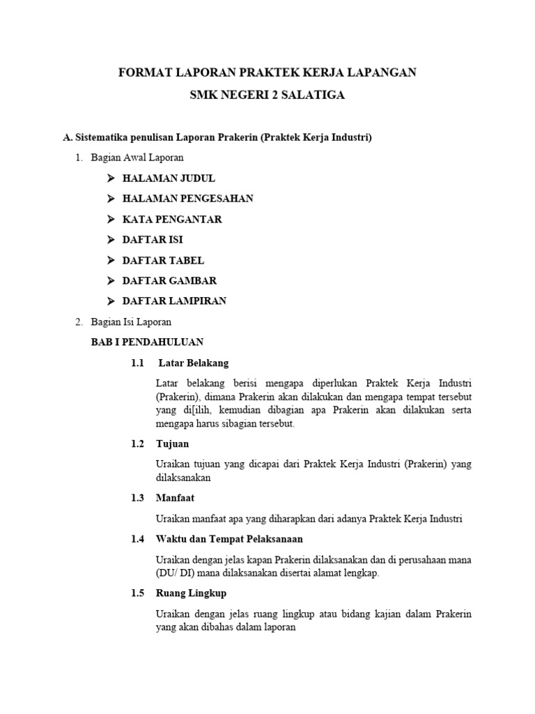 Format Laporan Praktek Kerja Industri | PDF