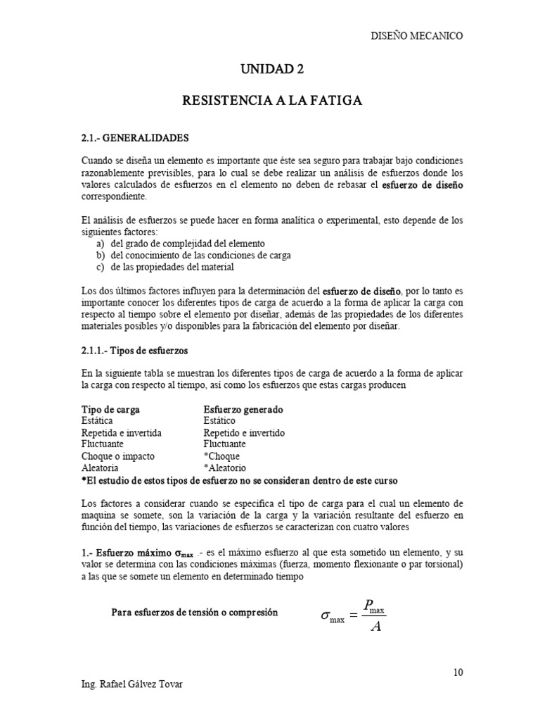 resistencia a la fatiga | PDF | Fatiga (material) | Física Aplicada e Interdisciplinaria