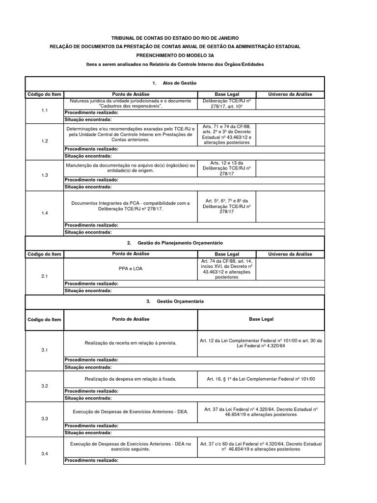 Modelo 3a - Preenchimento Pca Estadual | PDF | Governança | Justiça