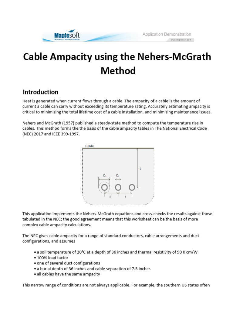 Cable Ampacity Using The Nehers-Mcgrath Method | PDF | Electrical Conductor | Electrical ...