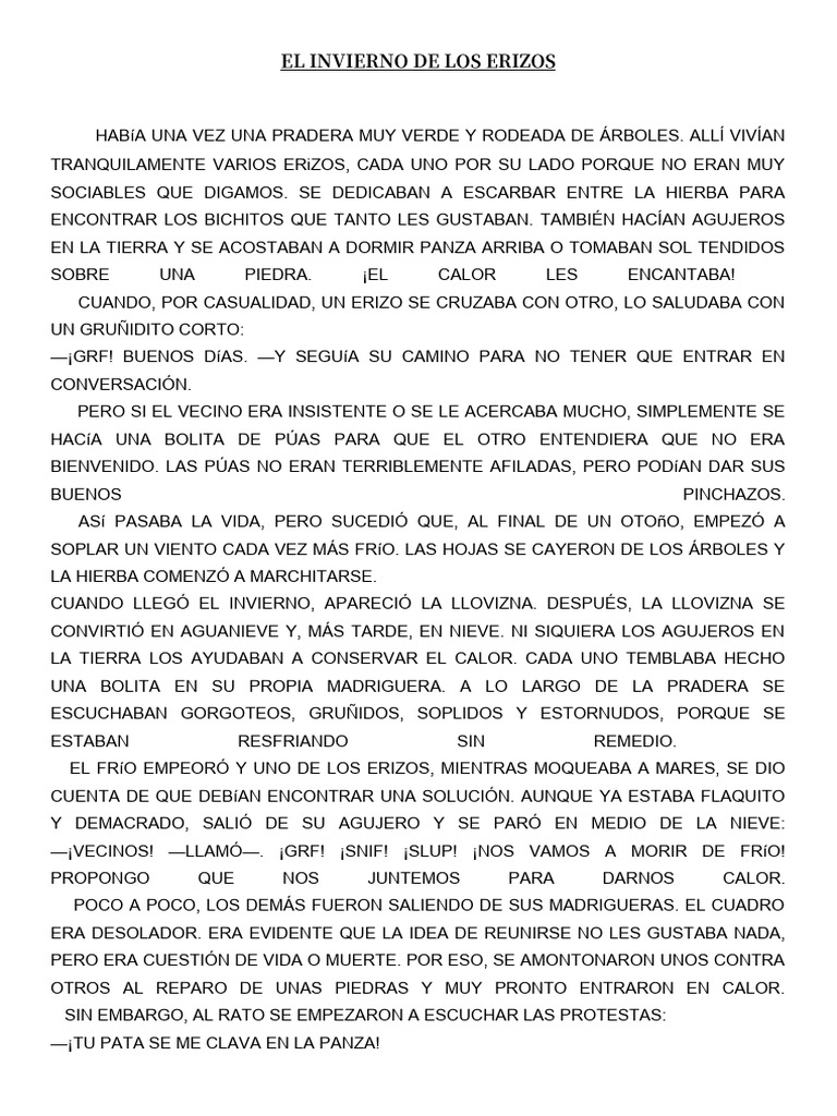 El Invierno de Los Erizos | PDF