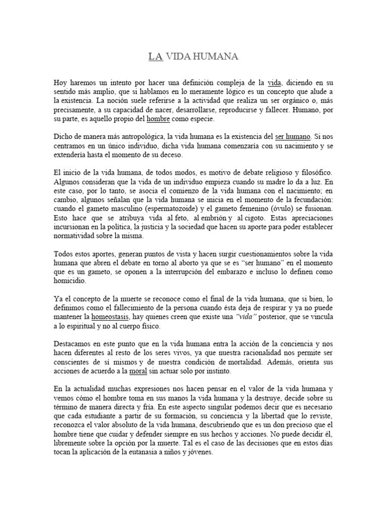 Definición y Valor de la Vida Humana | PDF | Vida | Moralidad