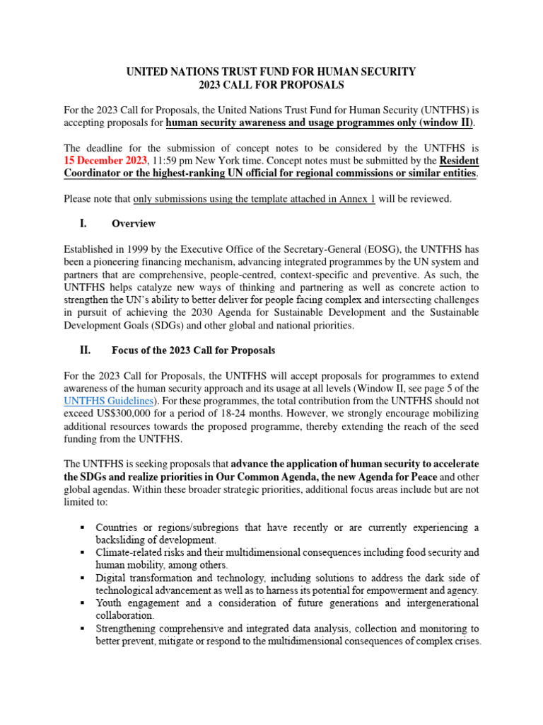 UN Trust Fund 2023 Human Security Proposals | PDF | Human Security ...