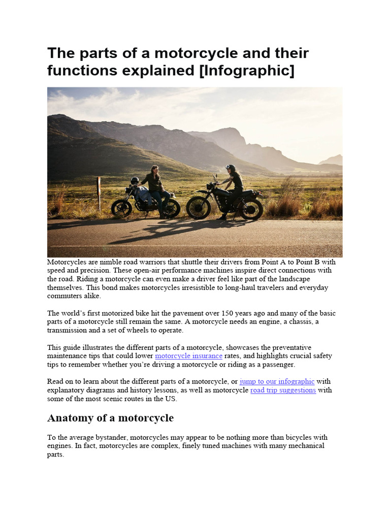Motorcycle Parts and Functions Guide | PDF | Motorcycle | Manual ...