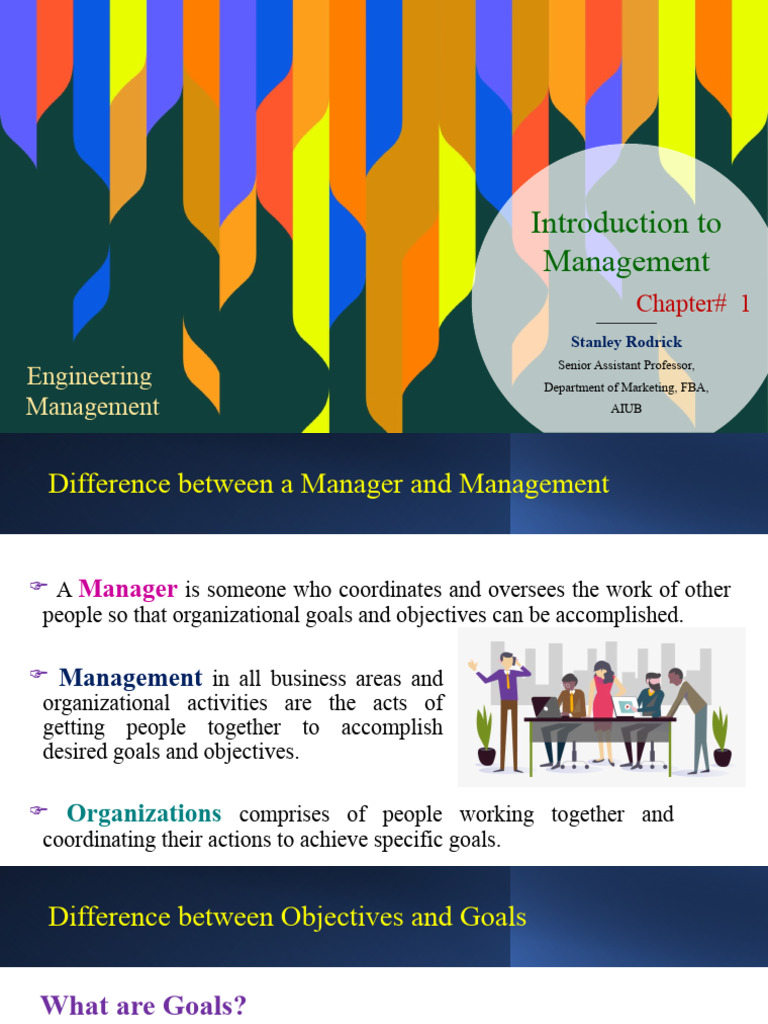 Fall 2022-2023 - Engineering Management - Chapter 1 - Introduction to Management | PDF | Goal ...