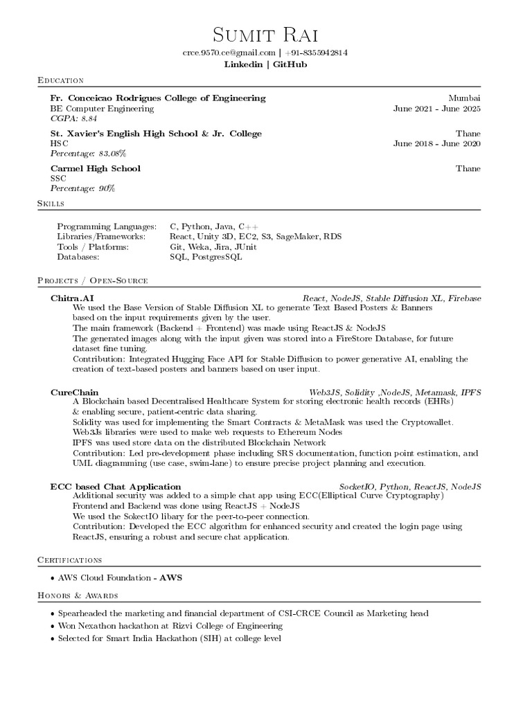 9570 - Sumit's Resume-Hackerresume | PDF | Computing | Information Technology