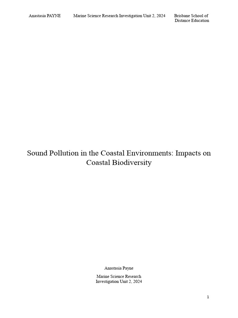 Sound Pollution's Impact on Marine Life | PDF | Human Impact On The ...