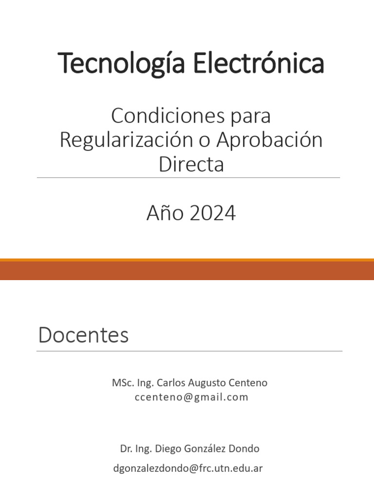 Tecnología Electrónica - Presentacion de La Materia - 2024 | PDF | Electrónica | Laboratorios