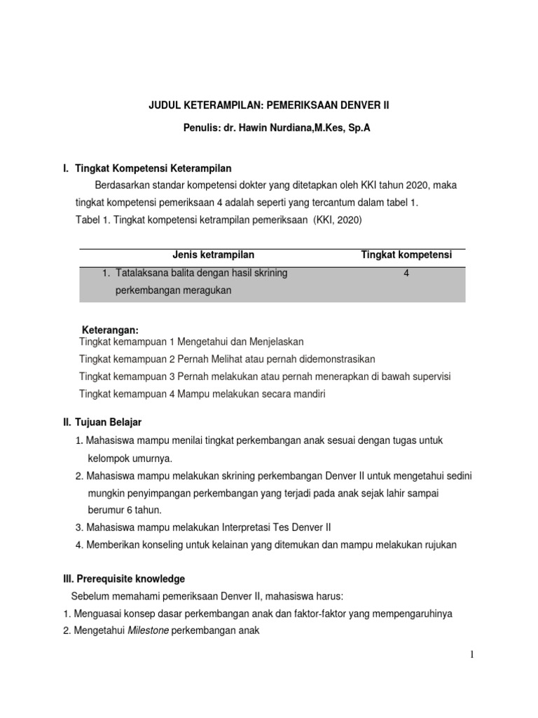 Modul Skill DDST 1 Okt 2021 | PDF