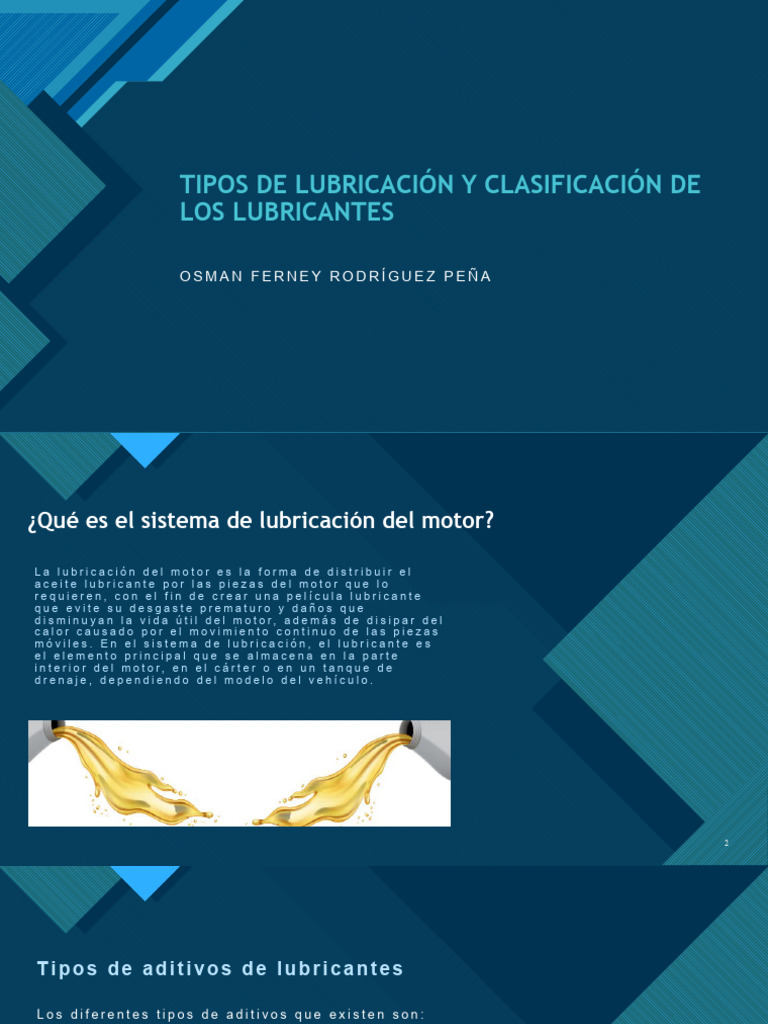 Tipos de Lubricación y Clasificación de Los Lubricantes | PDF ...