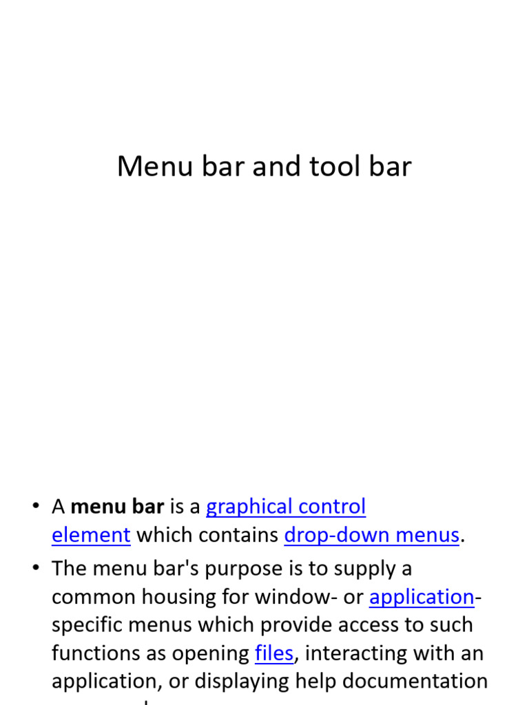 Menu Bar vs Toolbar Explained | PDF | Window (Computing) | Graphical ...