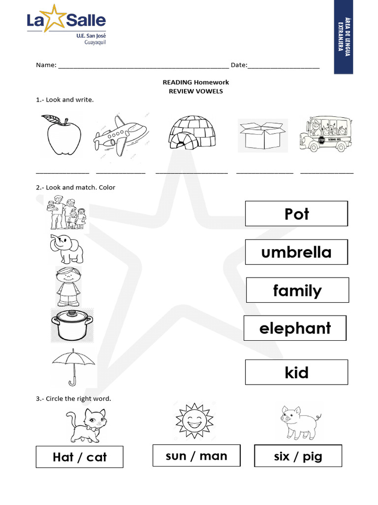 Homework REVIEW VOWELS | PDF
