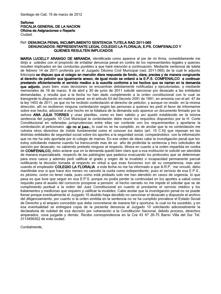Lucelly Denuncia Fiscalia | PDF | Sentencia (ley) | Gobierno