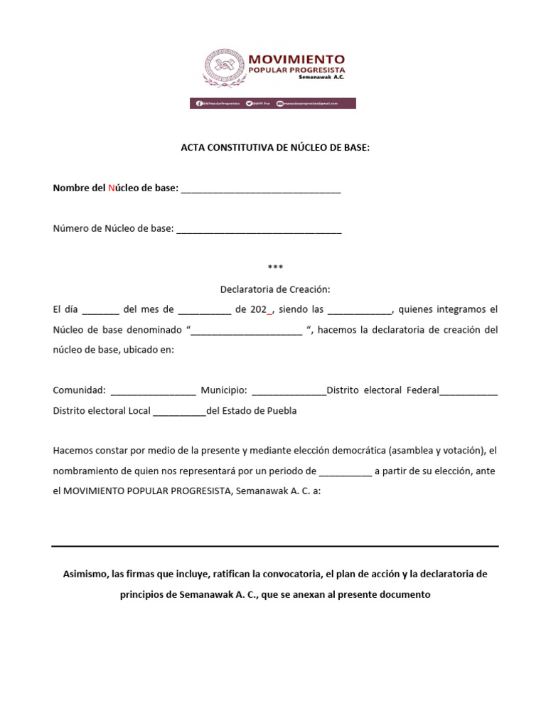 Acta cons núcleo SEmanawak con demandas | PDF