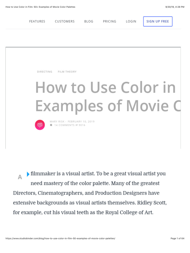 Mastering Color Palettes in Film | PDF | Color | Vision