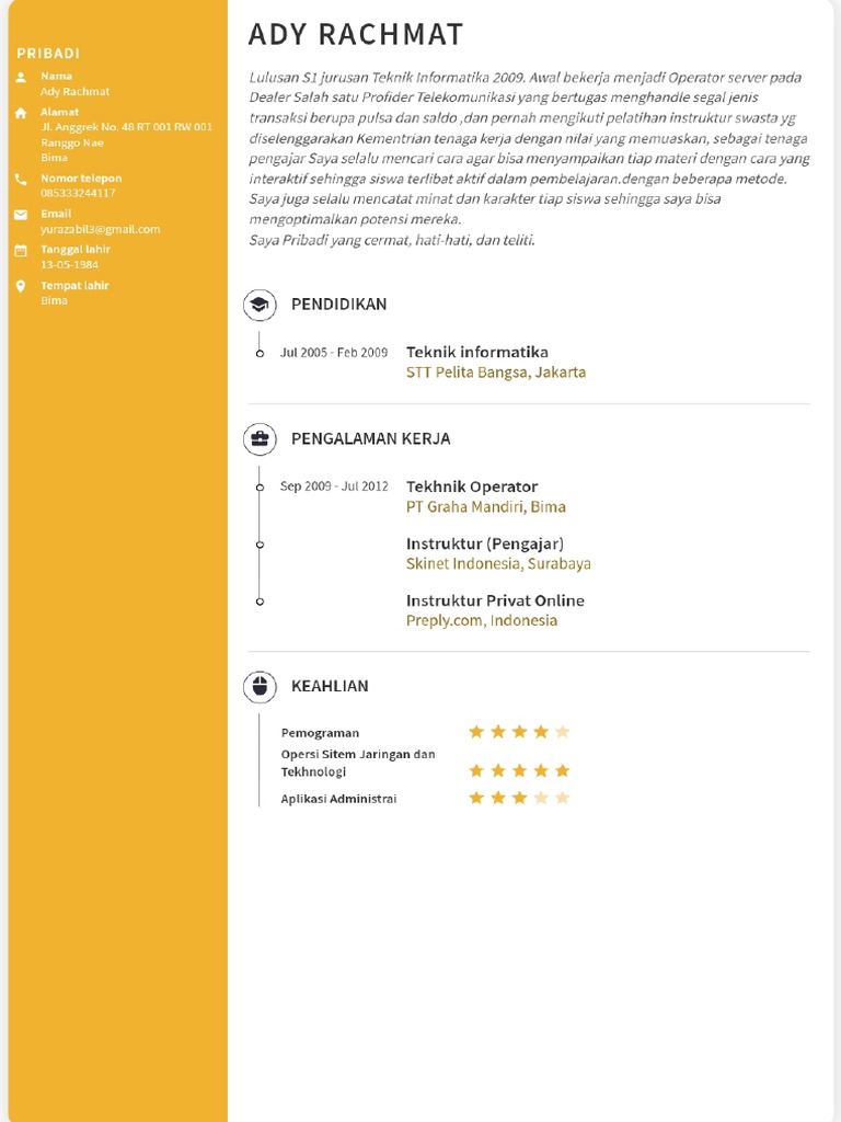 Contoh - CV - 2024 Full Color | PDF