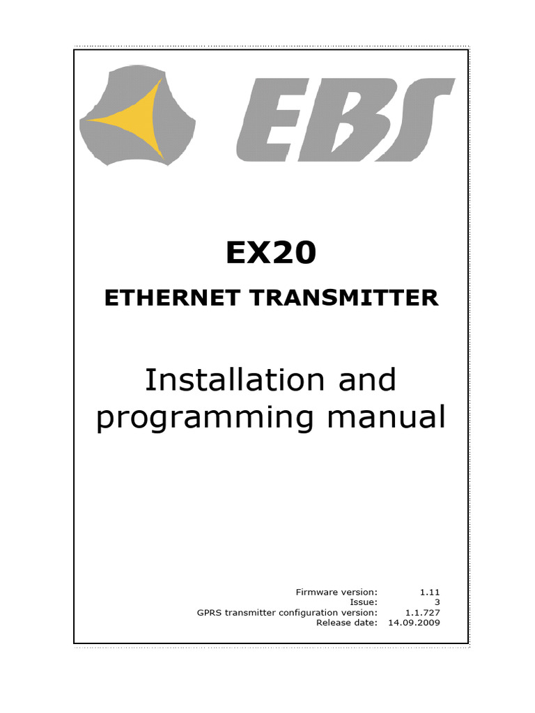 Manual Ebs-Ex20 Ethernet Transmitter | PDF | Ip Address | Power Supply