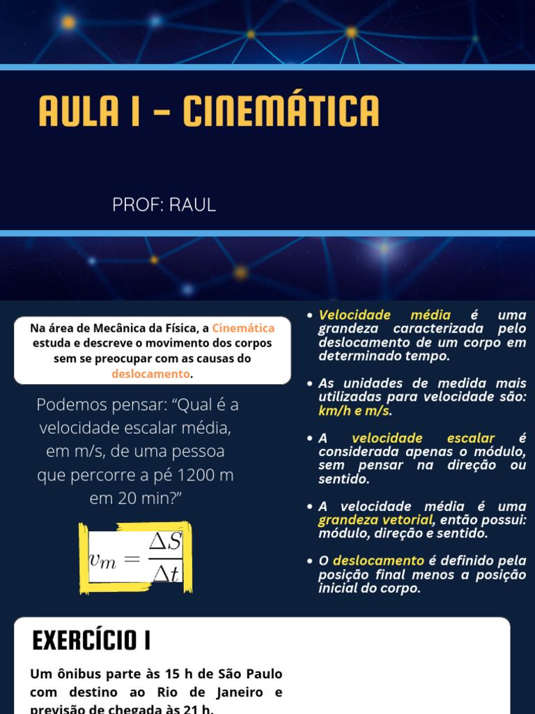 Aula 1 - Cinemática | PDF | Velocidade | Cinemática