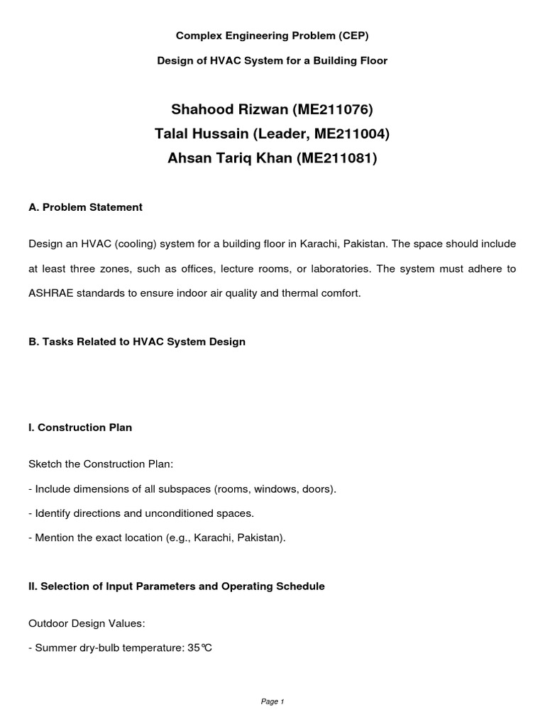 HVAC System Design CEP | PDF | Ventilation (Architecture) | Civil Engineering