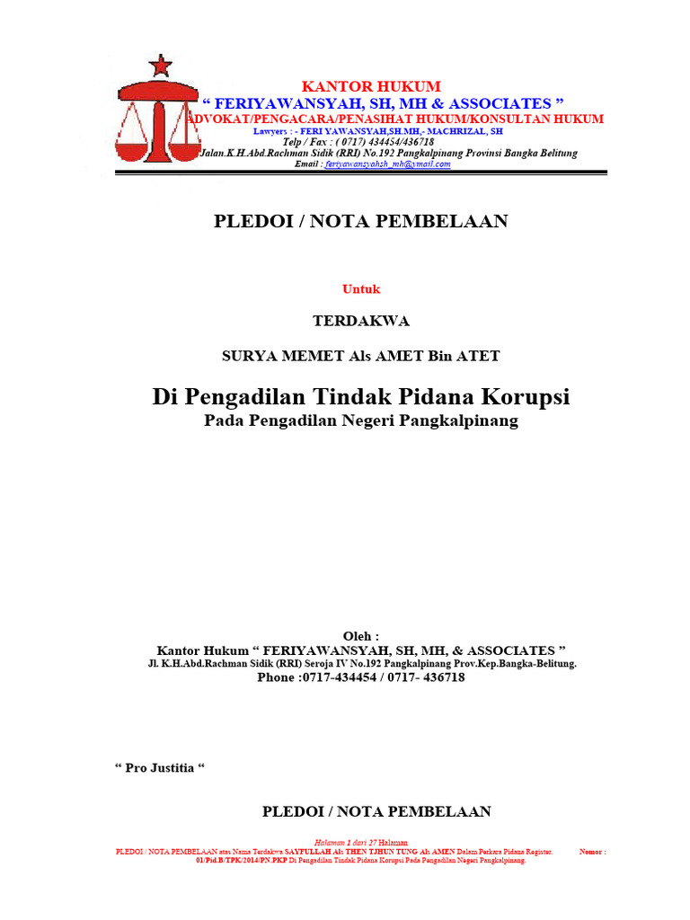 Pledoi Surya Memet | PDF