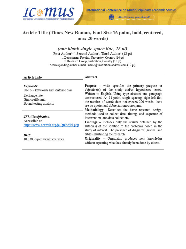 Abstract Template ICoMUS | PDF