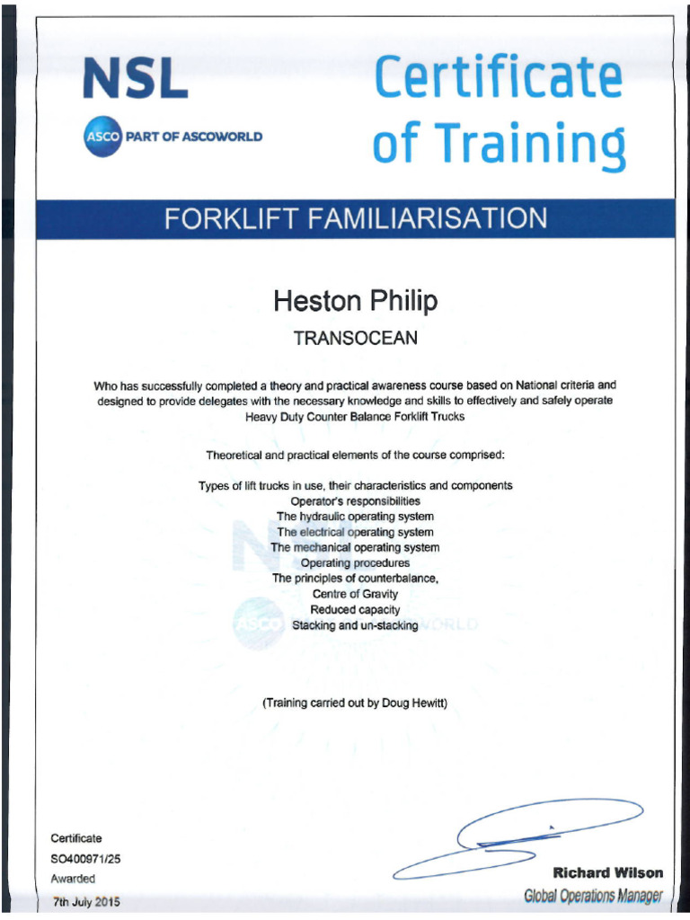 Forklift Familiarisation | PDF