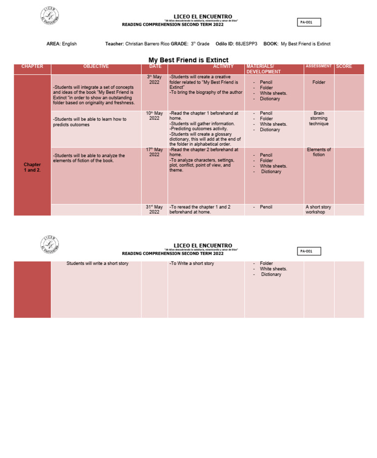 Third Grade Reading Plan | PDF | Learning Methods | Applied Linguistics