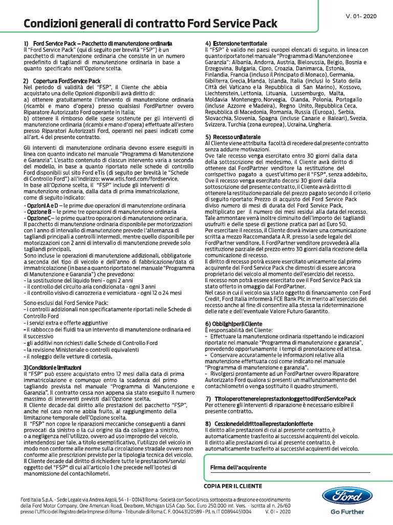 Ford Protect Service Plan-ITA | PDF