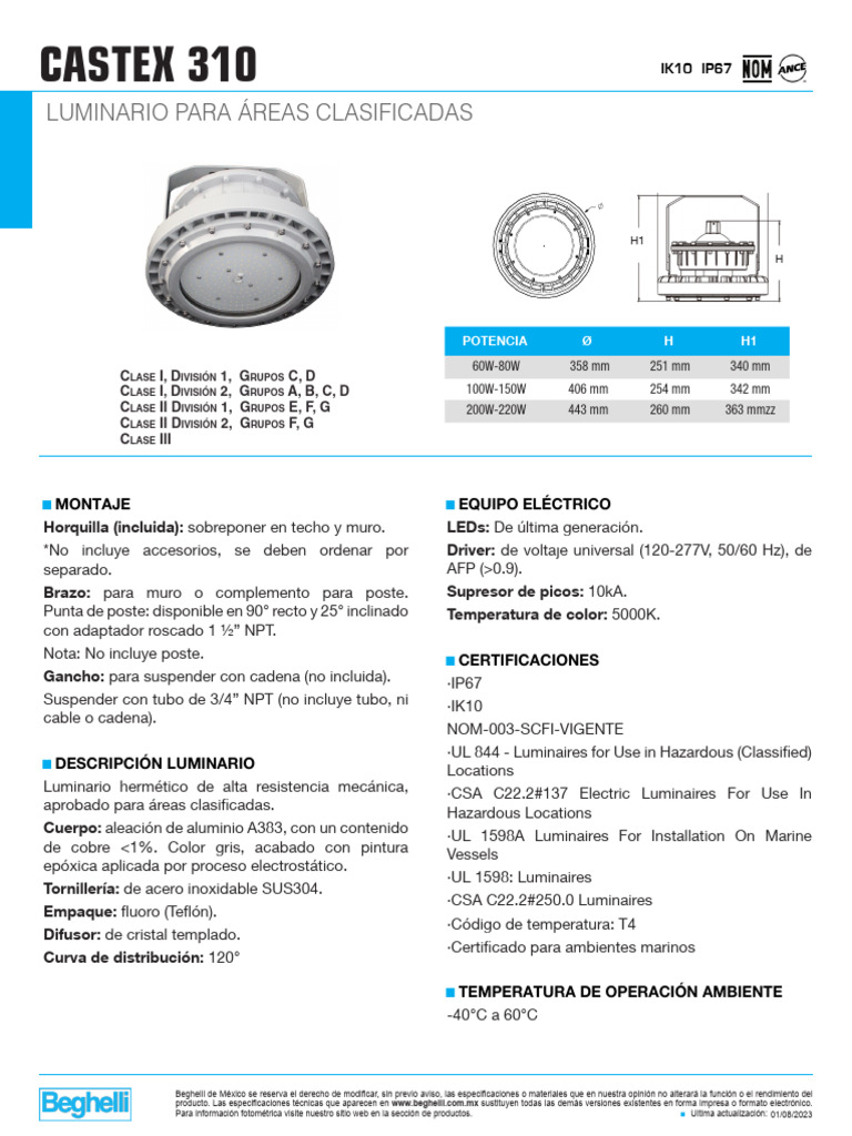 Luminario Castex 310 para Áreas Clasificadas | PDF | Ingeniería de ...