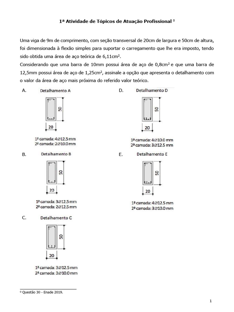 1 Atividade - TAP | PDF | Estresse (Mecânica) | Viga