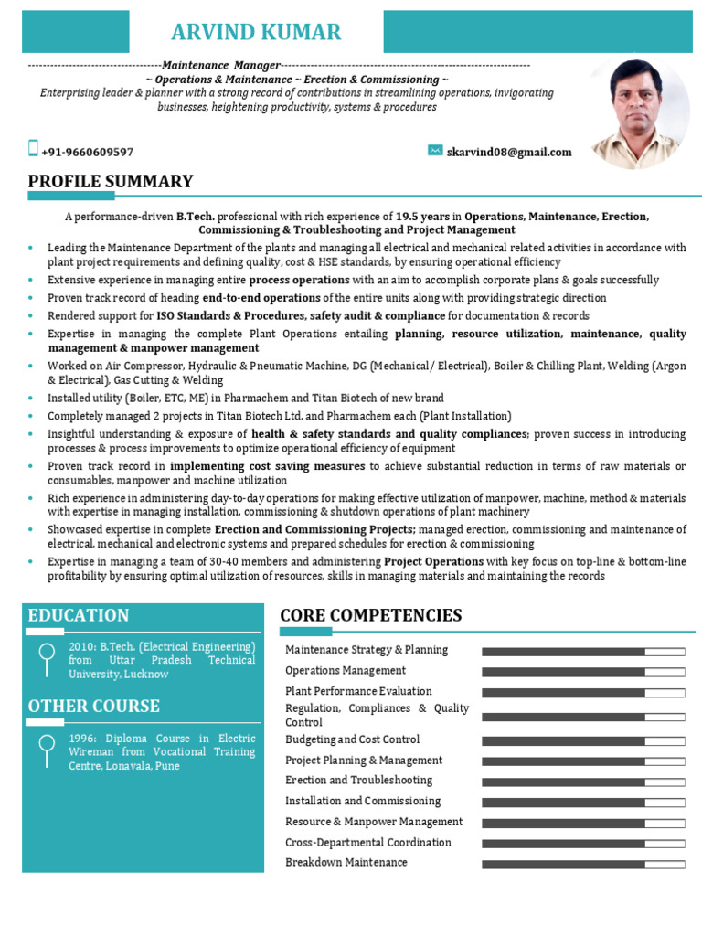 Arvind Kumar Resume For Maintenance Design 1659262375 | PDF | Human Resources | Audit
