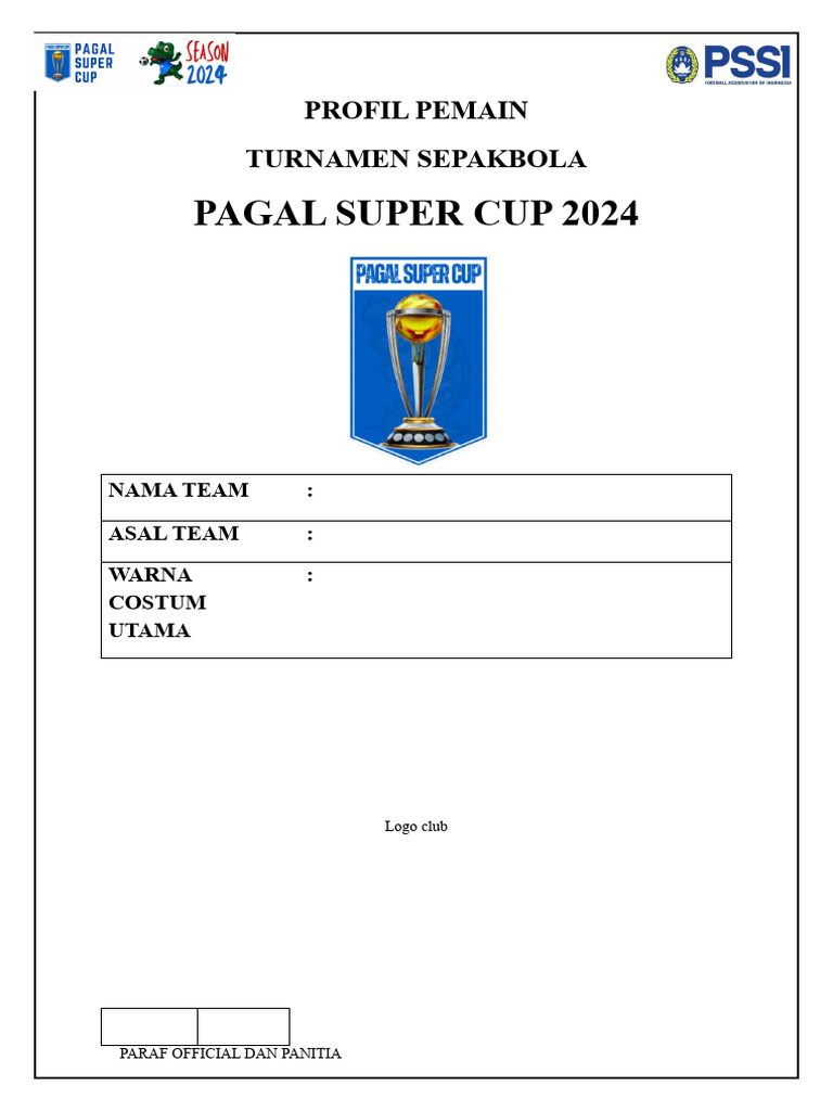 Format Profil Pemain PSC 2024 | PDF