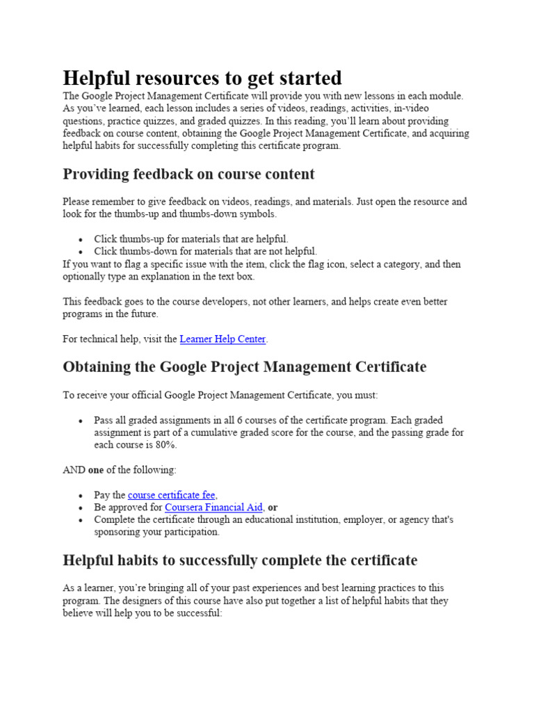 Helpful Resources To Get Started | PDF | Project Management | Learning
