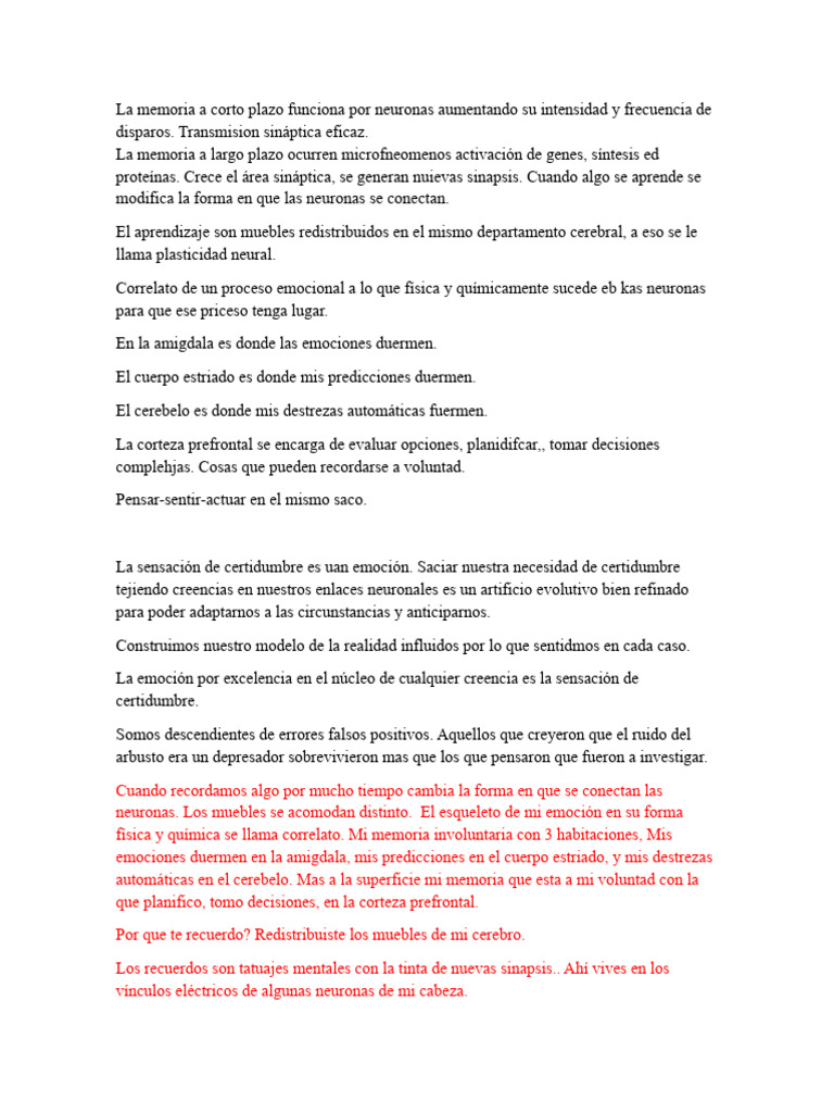 Plasticidad Neural Y Emociones Pdf Las Emociones Cerebro