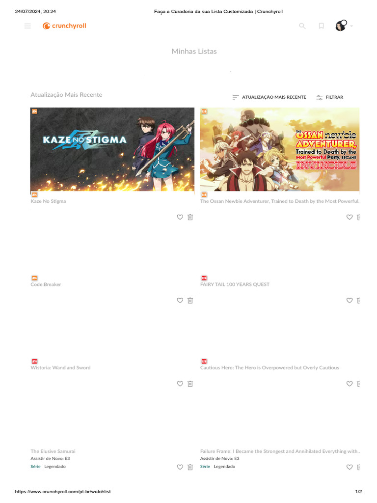 Lista de Séries na Crunchyroll | PDF