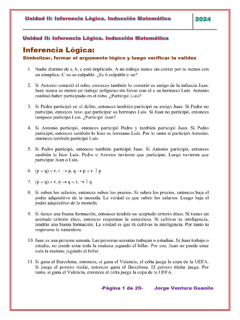 Segunda Practica de Lógica 2024-I | PDF | Matemática Elemental ...