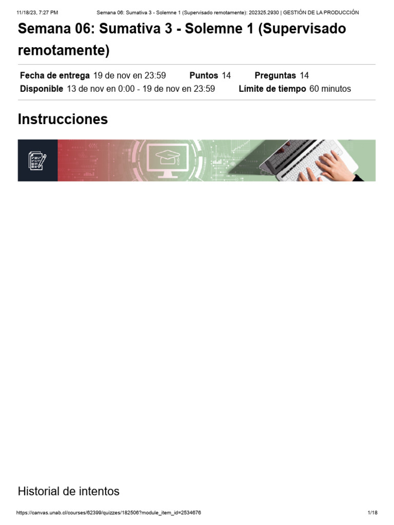 Semana 06 - Sumativa 3 - Solemne 1 (Supervisado Remotamente) - 202325.2930 - GESTIÓN DE LA ...