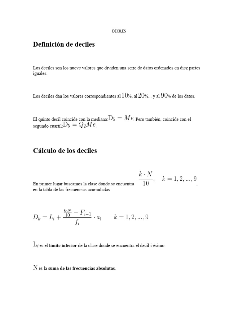 DECILES | PDF | Cuantil | Mediana