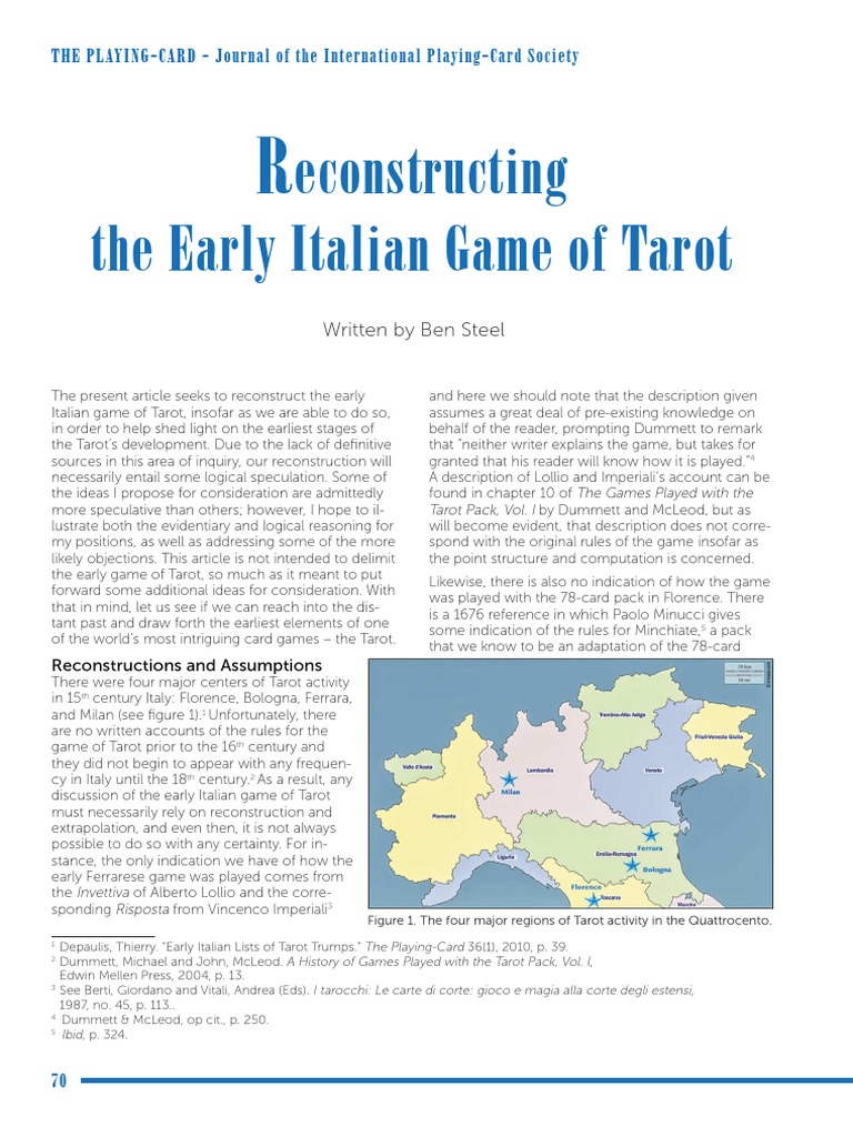 Reconstructing The Early Italian Game of | PDF | Tarot | Playing Cards