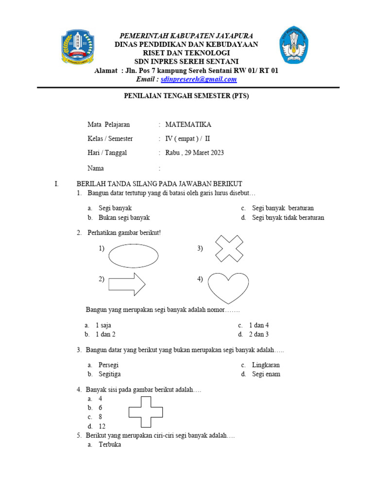 Soal Pts Matematika Klas 4 s2 | PDF | Metode & Bahan Ajar