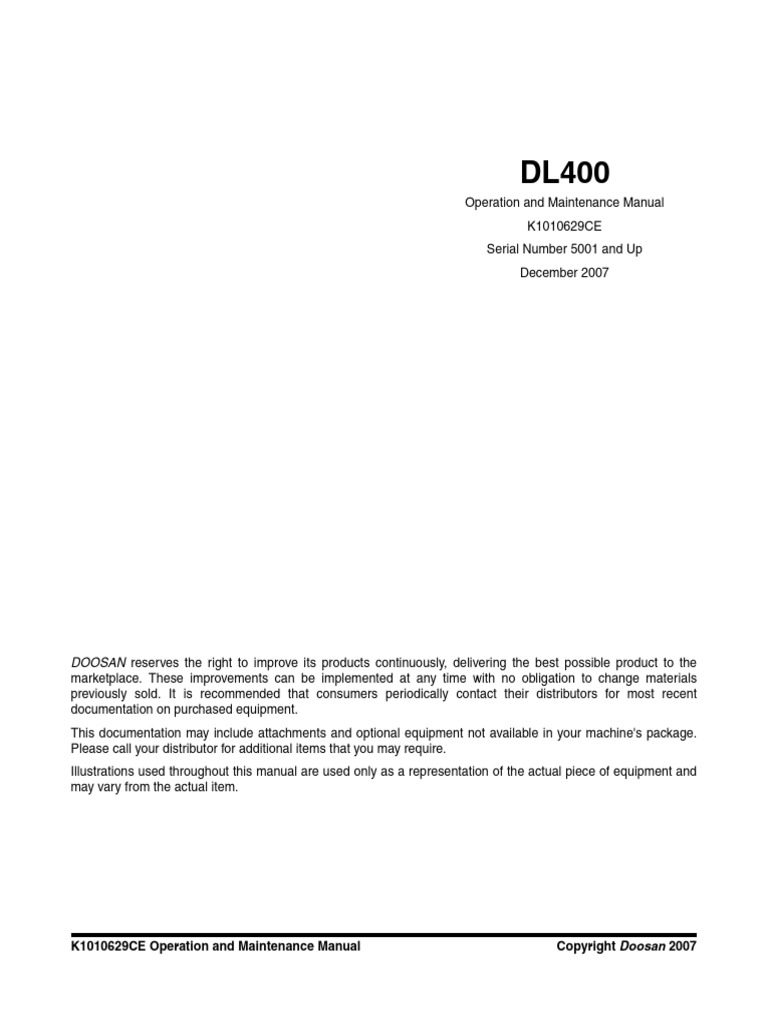 Manual Operador Doosan Dl400 | PDF | Truck | Safety