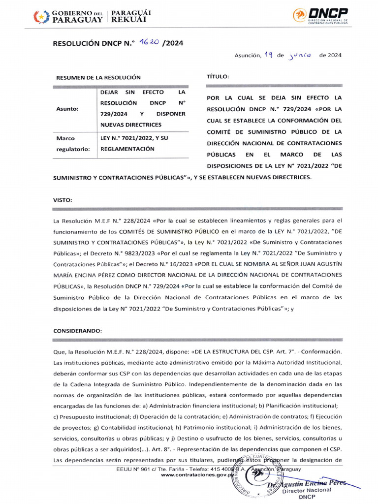 Res DNCP 1620 24 | PDF | Administración Pública | Economias